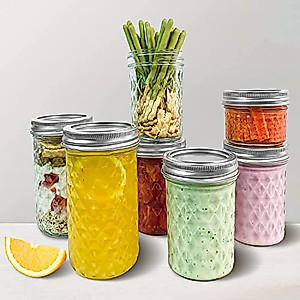 SRNRUS Mason jars 8oz, 6 Pack Regular Mouth Canning Jars Overnight Oats Containers with Split Aluminum Lids and Bands Idea for Honey, Jam, Shower Favors, Wedding Favors (8 ounce - 6pack)