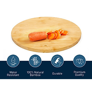 RoyalHouse Natural Bamboo Round Cutting Board for Kitchen, Chopping Boards for Meat & Vegetables, Cheese and Charcuterie Board, Serving Tray, 11.8" Round 0.6" Thick