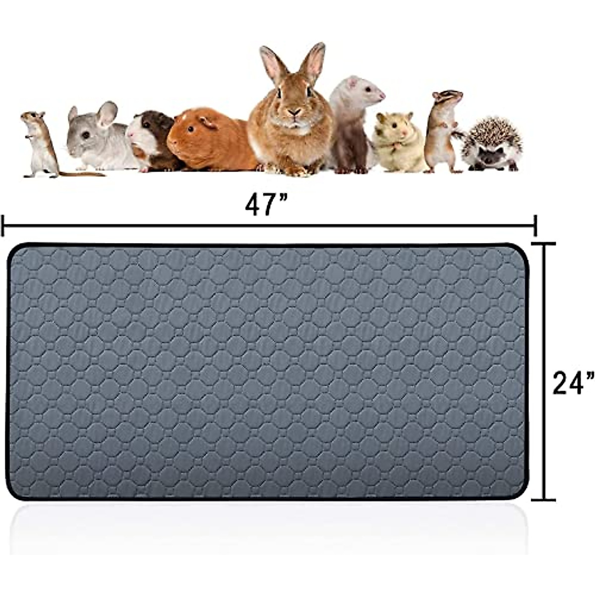 Guinea Pig Cage Liners - Washable Guinea Pig Pee Pads, Waterproof Reusable & Anti Slip Guinea Pig Bedding Fast and Super Absorbent Pee Pad for Small Animals Rabbit Hamster Rat