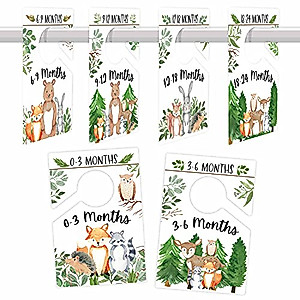 6 Woodland Hanger Dividers Baby Closet Size Dividers - Baby Essentials For Newborn Essentials, Baby Closet Dividers, Baby Closet Organizer For Nursery Organization, Nursery Closet Dividers Neutral