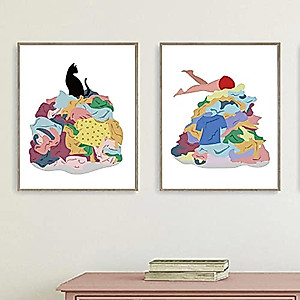 SUUURA-OO Laundry Room Wall Art Decor Prints Set of 4(8"x10" Unframed), Creative Illustration Laundry Room Rules Humorous Laundry Sign Posters for Women Mom Girl Sister Laundry Room