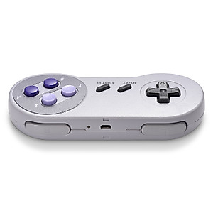2 Pack 2.4 GHz Wireless USB Controller Compatible with Super NES Games, SAFFUN SNES Retro USB PC Super Classic Controller for Windows PC MAC Linux Genesis Raspberry Pi Retropie (Purple / Gray)
