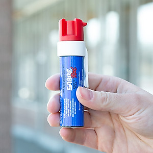 SABRE Pepper Gel With Attachment Clip, 35 Bursts (5x The Competition), 12-Foot (4-Meter) Range, Gel Is Safer, UV Marking Dye, Twist Lock Safety, Patriotic Design