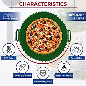 4-Pack Silicone Air Fryer Liner 6.3inch Reusable Air Fryer Silicone Basket Heat Resistant Easy Cleaning Air fryers Silicone Pot Round shape for Air fryer Oven Accessories (Blue+Red+green+Black)