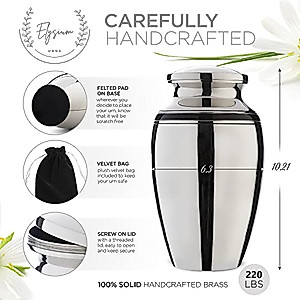 Urns for Ashes Adult Male | Cremation Urns for Human Ashes Adult Female -Elysium Brass Decorative Urns for Home - Funeral and Burial Urn - Small, Medium, Large Urn 220LB
