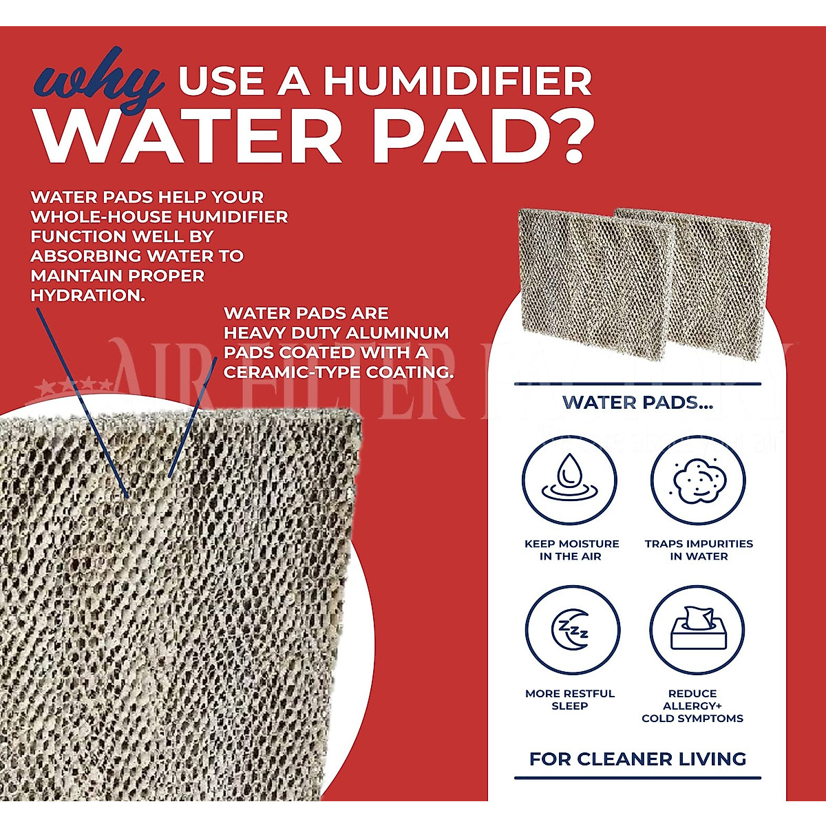 Air Filter Factory Replacement for HC26E1004, HC26A1008 Honeywell Humidifier Water Pad Filter 2-Pack