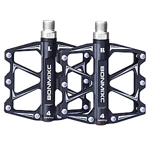 BONMIXC Mountain Bike Pedals Flat Road Bike Pedals Sealed Bearing Lightweight Bicycle Pedals 9/16-in Thread (Black)