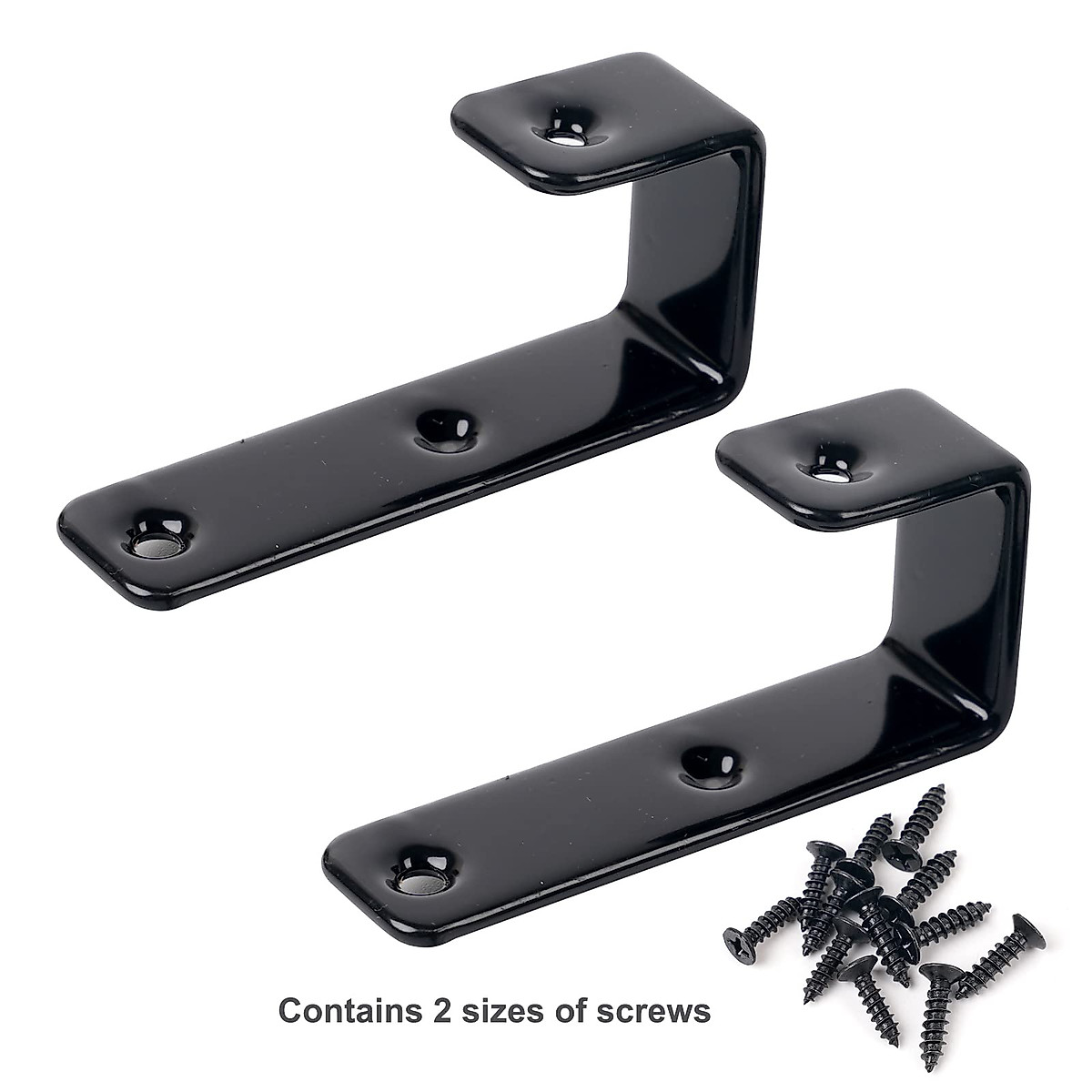 MDPLY 2 Pack Bunk Bed Ladder Hook, Inside 1" Kids Bunk Bed Replacement Hardware, Black PVC Metal Loft Bed Ladder Hooks, Camper/Rv Bunk Ladder Brackets with 2 Size Screws (2 Pack, Black)
