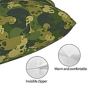 ALYYDFF Skull Military camo Camouflage Green Pillow Cover Rectangle Throw Pillow Case for Sofa Bed Chair Living Room Home Decor 20"x30"