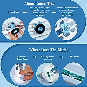 Ecohu Circle Cutter for Paper Crafts, Cutting Diameter 3 in to 11.8 in, Large Circular Cutter Tool, Rotary Compass Circle Cutting Draw of Different Size for Cards Making, DIY Arts