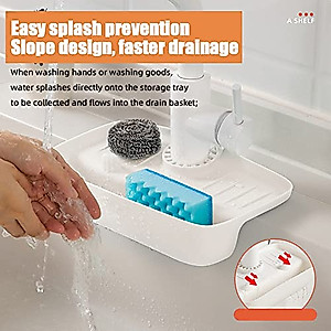 EastVita Kitchen Sink Storage Rack,Faucet Splash-Proof Draining Rack,Non-Slip Sink Water Collection Pad Kitchen Rag Sponge Wipe Sink Tray Holder Drain Basket for Various Countertops Dark Green