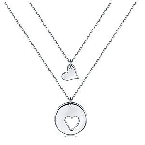 CHICLOVE Mother Daughter Jewelry Sets for Two, Cutout Heart Necklaces, 2 Sterling Silver Necklaces (A - mother and daughter necklace)