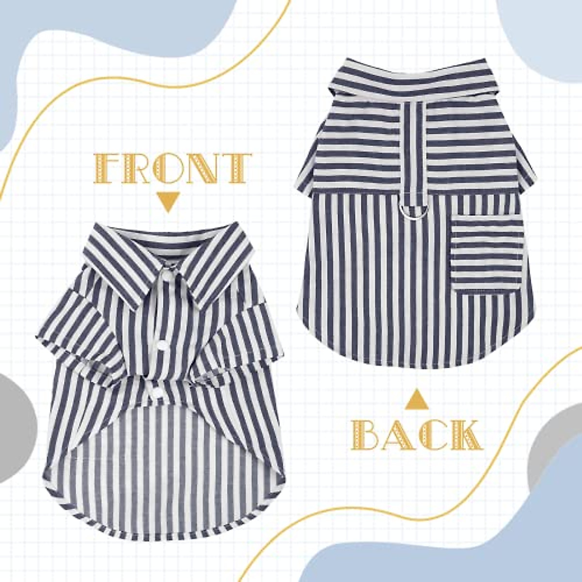 Dog Shirt, Pet Puppy Stripe Clothes, Adorable Outfit T-Shirt for Small Medium Large Male Female Cats Dogs, Breathable Soft Kitten Apparel for Birthday Party Photos Halloween Thanksgiving Christmas