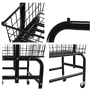 Laundry Cart With Hanging Rack, Laundry Basket with Wheels and Hanging Bar, Laundry Butler Cart Rolling Laundry Rack Small Garment Rack with Basket