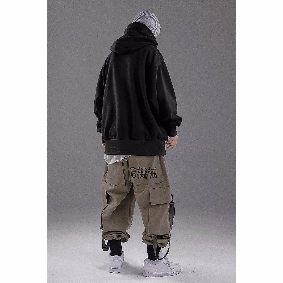 Niepce Inc Streetwear Men's Oversized Hoodie with Neck Gaiter (Black, Medium)