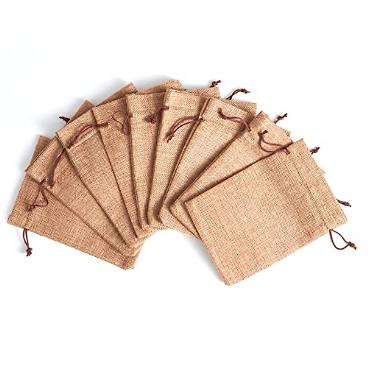 Tendwarm 20 Pcs 3x4 Inch Linen Burlap Bags with Drawstring Reusable Jewelry Pouches Craft Gift Bags for Christmas
