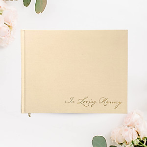 Funeral Guest Book - Elegant in Loving Memory Memorial Service Guest Book for Funeral with Matching Share A Memory Table Stand - 250 Guests Entries with Name & Address, Hardcover (Ivory)