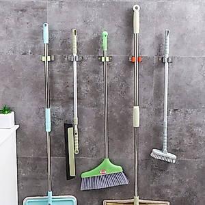 Ikasus Heavy Duty 5PCS Broom and Mop Holder, Orange, Stainless Steel