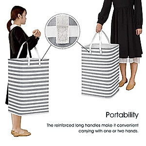 WISELIFE Laundry Hamper, 75L Large Collapsible Tall Laundry Basket with Handles, Water Resistant Freestanding Clothes Hamper, Storage Basket, Storage Bags for Clothes Toys, 24.4" (H),Grey