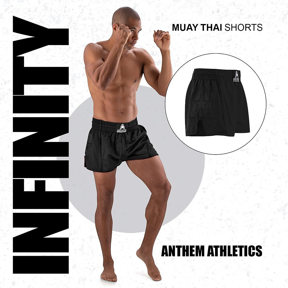 Anthem Athletics Infinity Muay Thai Shorts - Kickboxing Short Boxing Trunks for Men & Women - Black G2 - Small