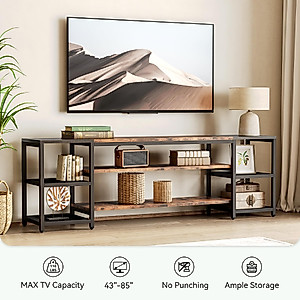 LITTLE TREE 78 Inch TV Stand for Living Room, Entertainment Center for TVs up to 85 Inches, Media Console for Bedroom, Farmhouse Television Stands with Storage, Modern Wood TV Console