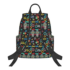 JZDACH For Flowers Mexican Sugar Skull backpack book bags for college lightweight laptop backpacks for Men Women