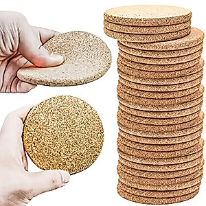 MotBach 20 Pack Extra Thick Natural Cork Drink Coasters,1/4" Thick Reusable Cork Coaster,All Drinks for Family,Office, Bar,Simple Shape, Versatile,Used for DIY