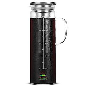 BTaT- Cold Brew Coffee Maker, 1.5 Quart,48 oz Iced Coffee Maker, Iced Tea Maker, Airtight Cold Brew Pitcher, Coffee Accessories, Cold Brew System, Cold Tea Brewing, Coffee Gift