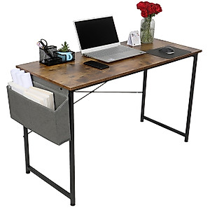 YSSOA Computer Desk, Modern Simple Style Desk for Home Office, Study Student Writing Desk, Vintage Wooden Desk, Brown, 47 Inch