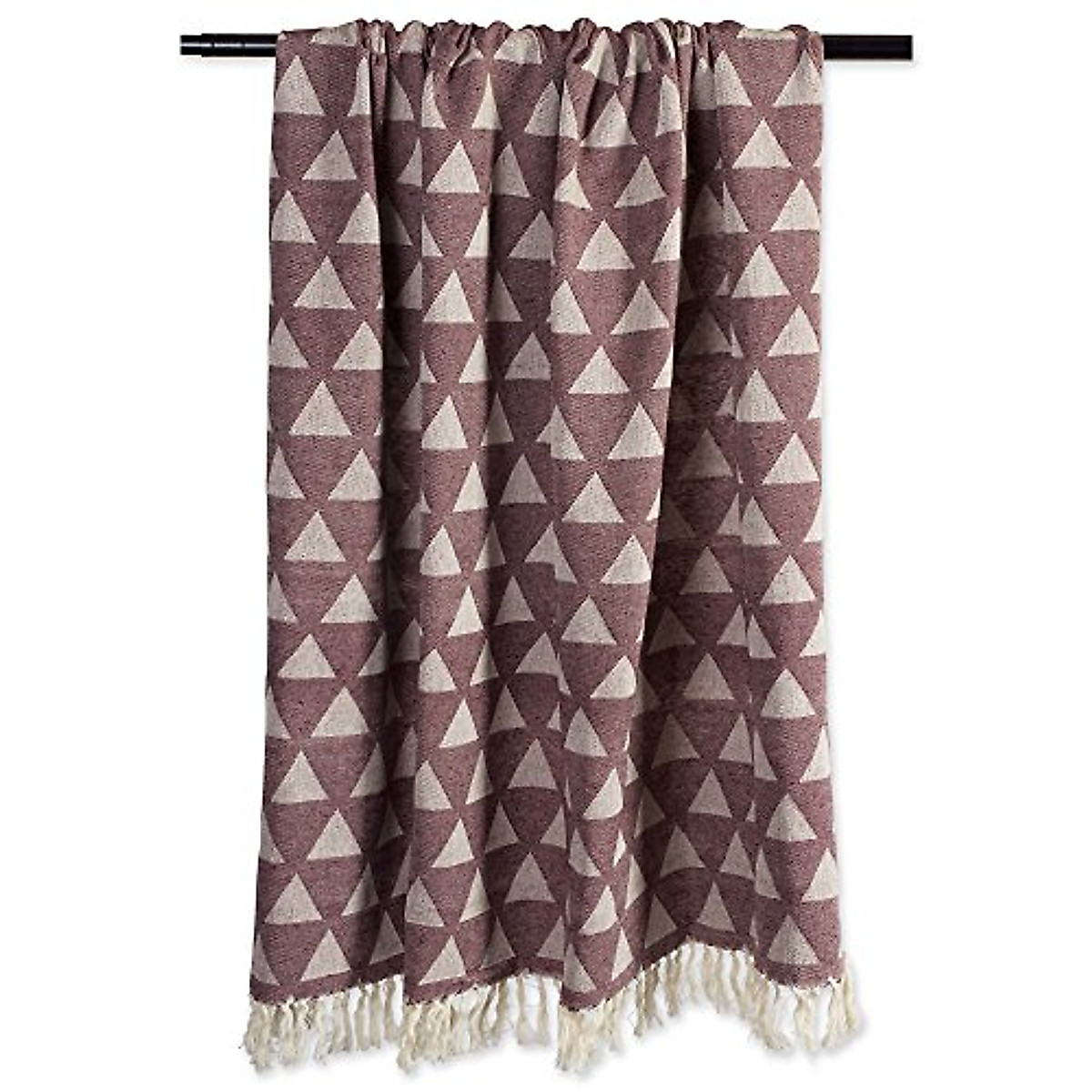 DII Mid-Century Modern Decorative Triangle Woven Throw, 50x60, BlackBerry