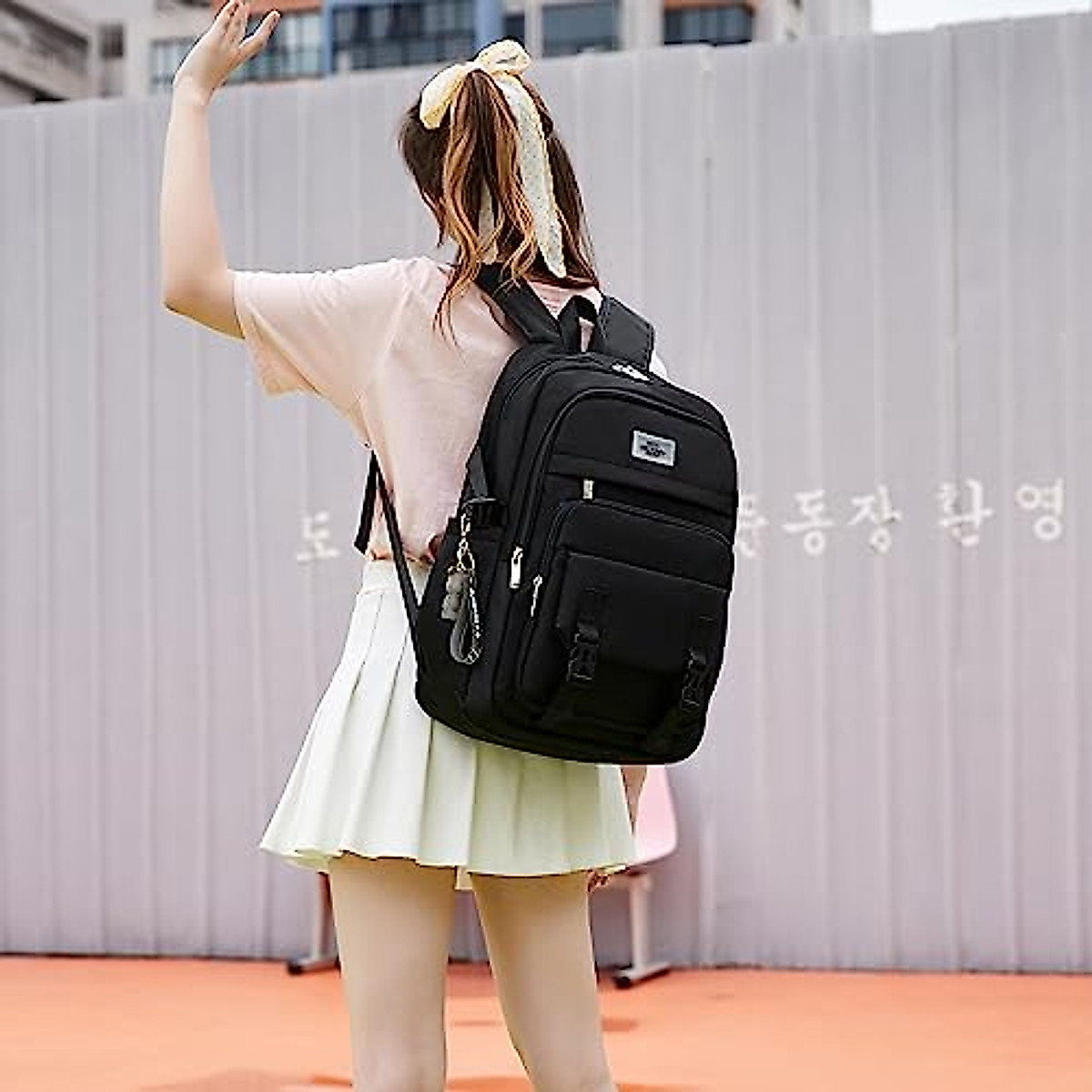 WIUFBE 15.6 Inch Laptop Backpacks School College Backpack Large Bookbags Anti Theft Travel Cusual Daypack For Teens Boys Girls Women(Black)