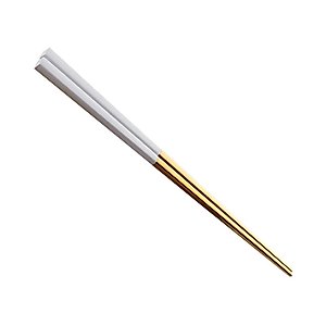 5 Pairs Fashionable and exquisite Korean stainless steel chopsticks (White+Gold)