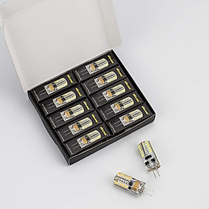 DiCUNO G4 3W LED Warm White Light Lamps AC/DC 12V Non-dimmable Equivalent to 20W~25W T3 Halogen Track Bulb Replacement LED Bulbs 10 Pack