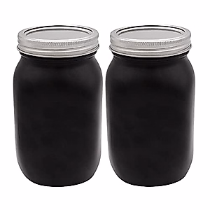 Darware Farmhouse Black Mason Jars (Set of 2); Home Decor and Storage Wide Mouth Decorative Wide Mouth Mason Jars, Black-Painted