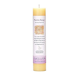 Crystal Journey Reiki Charged Herbal Pillar Candle with Inspirational Labels - Bundle of 4 (Healing, Positive Energy, Manifest a Miracle, Love) Each 7"x1.5" Handcrafted with Lead-Free Materials