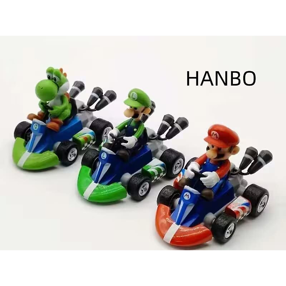 HANBO 3 pcs Bigger Super Star Mari Bros Kart Pull Back Cars