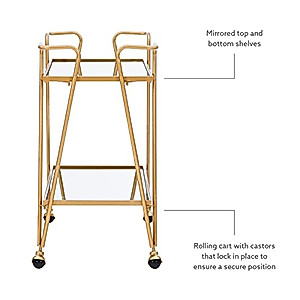 Linon Gina Mid-Century Bar Cart, Gold