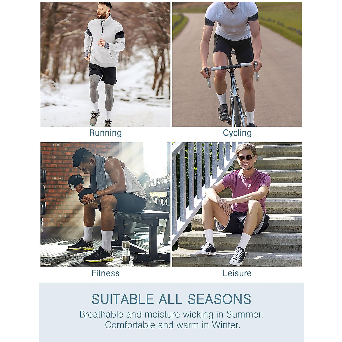 Airacker Athletic Socks Sport Running Calf Socks Performance Cushioned Breathable Crew Socks for Men Women(6 Pairs)