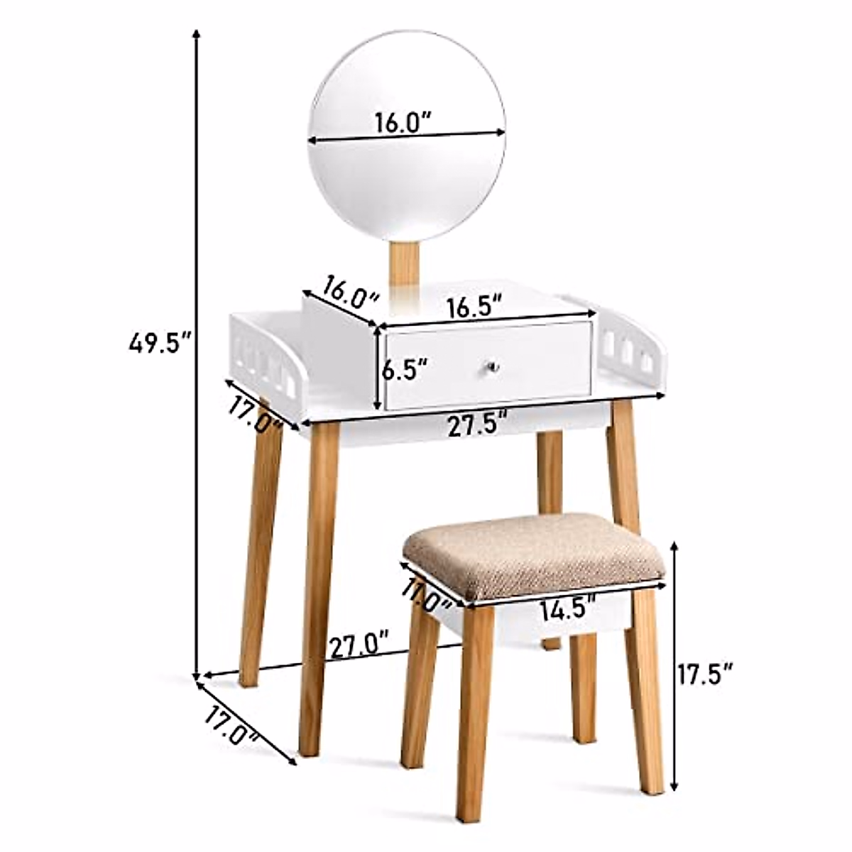 NJSV Dressing Table Stool Set Vanity Makeup Quir Vanity Desk Makeup Vanity Side Tables Bedroom Vanity Table Portable Desk Vanity Set