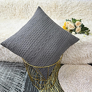 Booque Valley Gray Pillow Covers, Pack of 2 Super Soft Stretchy Pilling-Resistant Modern Cushion Covers Farmhouse Decorative Throw Pillow Cases for Sofa Bed Car Chair, 18 x 18 inch(Grey)