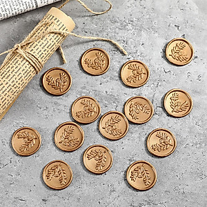 Wax Seal Stickers Envelope Seal Stickers Wedding Invitation Envelope Seals Self Adhesive Gold Stickers for Party Invitaion, Christmas, Gift Wrapping (Eucalyptus Style, 100 Pieces)