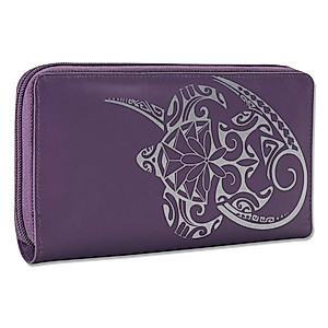 Polynesian Turtle Tattoo Wallet for Women, Genuine Leather, Tahitian Tattoo art by Teva Lowy (Black) from NAKOA