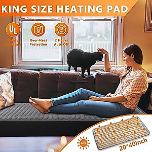 OCSOSO Large Heating pad for Back Pain Relief, 20" X 40" Sittable & Reclinable XXX-Large Heating Pads for Knee, Neck, Shoulder & Menstrual Cramps, Full Body Electric Heated Pad with Auto Shut Off