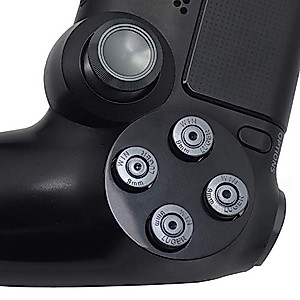 TOMSIN Metal Buttons for PS4 Controller, Aluminum Metal Thumbsticks Analog Grip & Bullet Buttons & D-pad (Dark Grey)