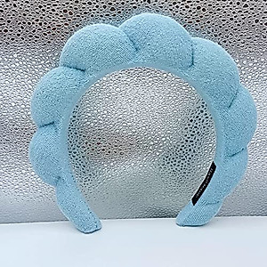 BLAISTER Skincare Headband for Women, Spa Headband, Makeup Headband for Washing Face, Soft Towel Headband for Facial Mask, Cute Hairband for Shower (Blue)
