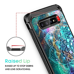 BENTOBEN Galaxy S10 Plus Case,Slim Fit Glow in The Dark Shockproof 2 in 1 Hard PC Soft Bumper Dual Layer Hybrid Protective Cover for Samsung Galaxy S10 Plus 6.4" Case, Mandala in Galaxy