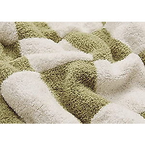 YIRUIO Throw Blankets Checkerboard Grid Chessboard Gingham Warmer Comfort Plush Reversible Microfiber Cozy Decor for Home Bed Couch(sage Green, 51''x63'')