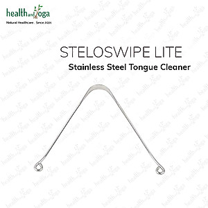 HealthAndYoga™ SteloSwipe Lite Stainless Steel Tongue Cleaners - Disposable Metal Tongue Scrapers Bulk Pack (Pack of 12) - Oral Hygiene Scraper- Prevents Bad breath – Replacement and Gift Pack