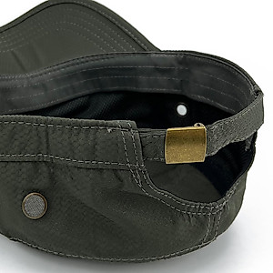 REDSHARKS womens Hidden Pocket Cadet Army Quick Dry Military Style Flat Top Baseball Dad Sun Cap, Green, X-Large