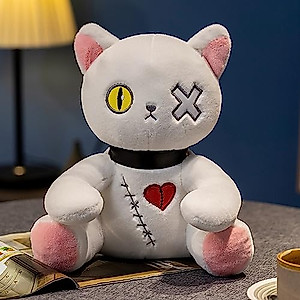 Crazy Rabbit Plush,Cute Dreadful Bunny Stuffed Animal Long-Eared Standing Toy, Adorable Easter Anxiety Rabbit Plushie Birthday Gift for Kids Adults (Unhappy White, 25cm)